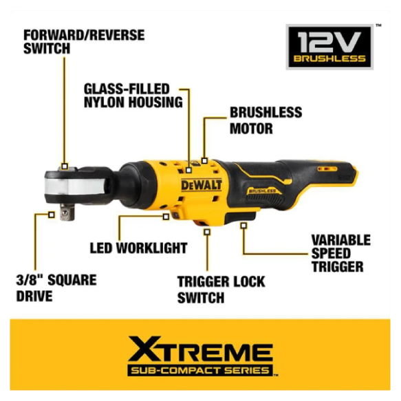 רצ'ט נטען דיוולט DEWALT DCF503B 12V גוף בלבד